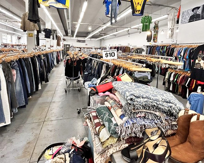 Racks upon racks stretch toward retail infinity, where $10 can transform your wardrobe from "meh" to "more please!"