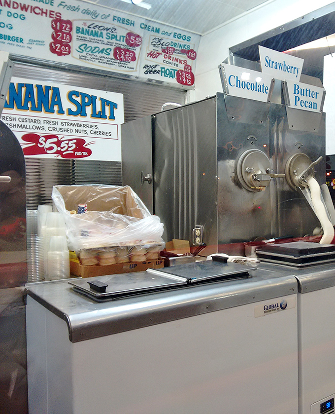 Behind the scenes magic happens here, where custard machines work overtime creating dairy dreams.