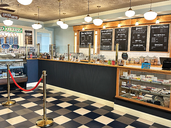 Step back in time with that iconic checkerboard floor and gleaming counter &ndash; this isn't just a soda shop, it's a portal to simpler, sweeter days.