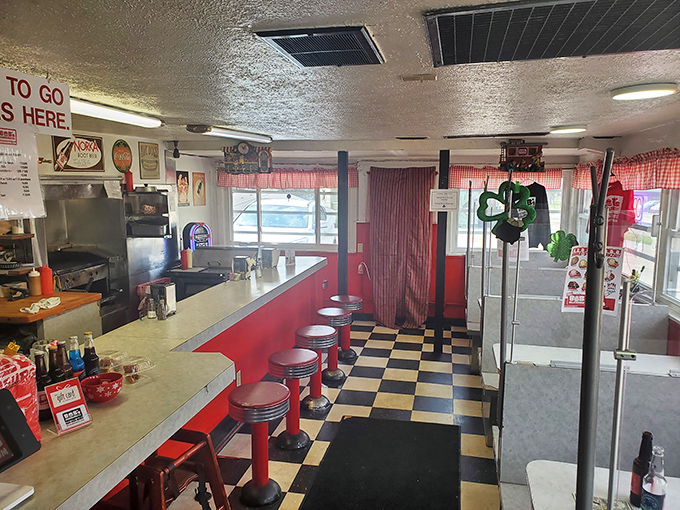 Step inside and discover checkered floors, red stools, and the kind of authentic charm money can't buy.