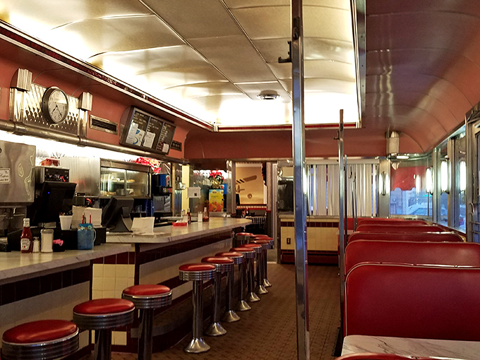 Step inside this time capsule where red vinyl booths and chrome stools create the perfect backdrop for comfort food magic.