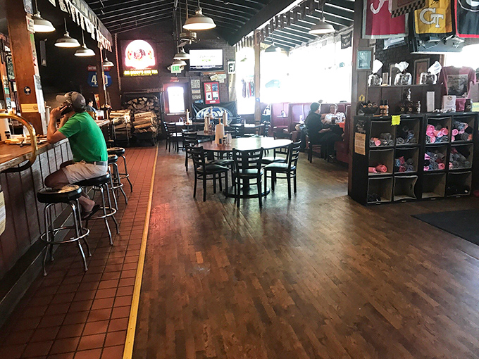 Where barbecue dreams come true – wooden floors that have witnessed countless sauce-induced food comas and walls that hold secrets of smoke.