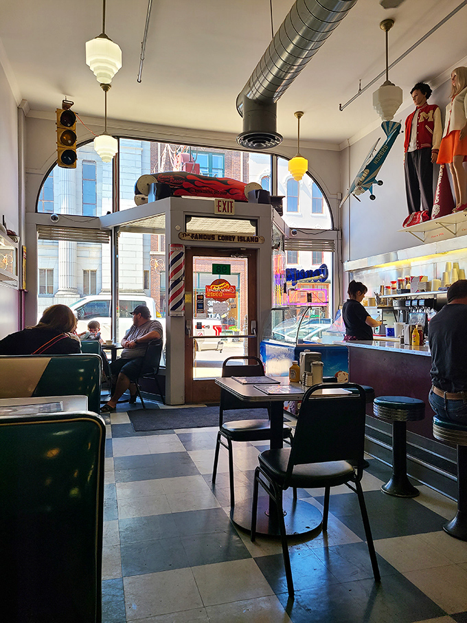 Step inside and time travel to when conversations happened face-to-face and the only "scrolling" was through a paper menu.