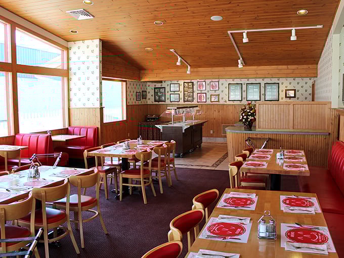 Wood paneling and cherry-red booths create that perfect "grandma's dining room" vibe. Nostalgia isn't just on the menu here &ndash; it's built into the walls.