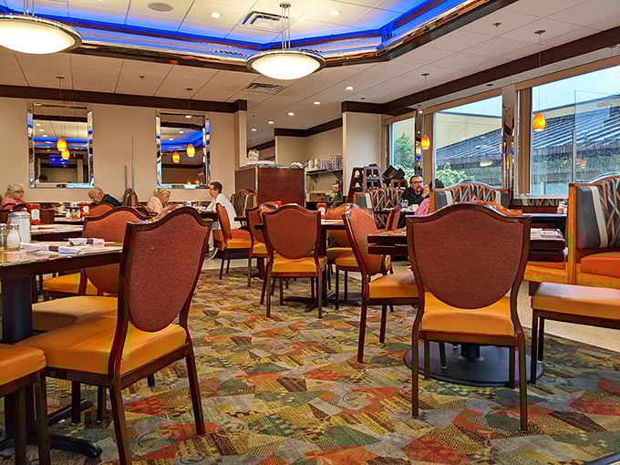 Cozy booths, warm lighting, and that signature blue ceiling glow—this isn't just a diner, it's Delaware's living room where strangers become neighbors.