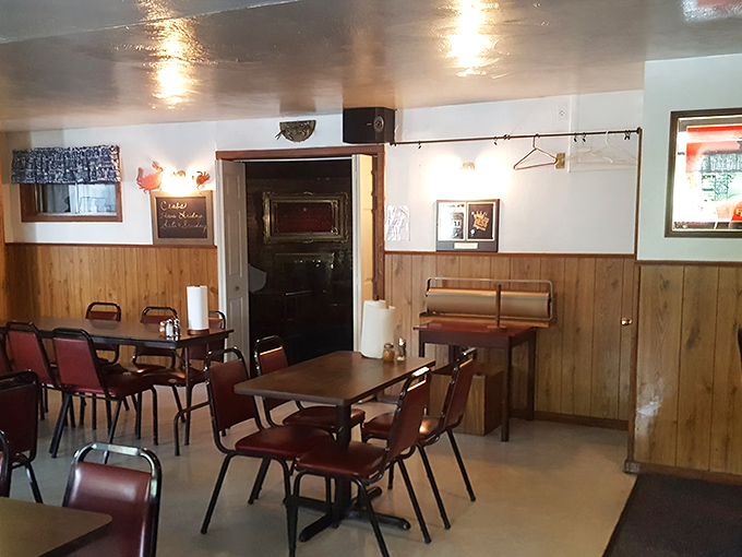 Simple wood paneling and no-nonsense tables tell you immediately: this place prioritizes what's on your plate, not what you're sitting on.