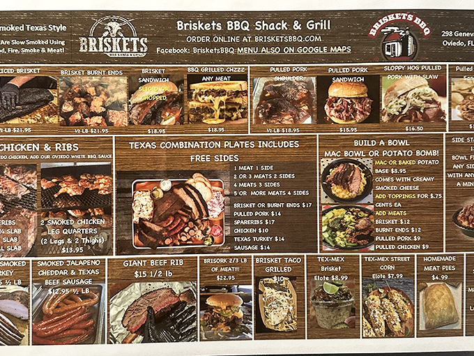 A menu that reads like a love letter to smoked meats. Choosing just one item might be the hardest decision you'll make all day.