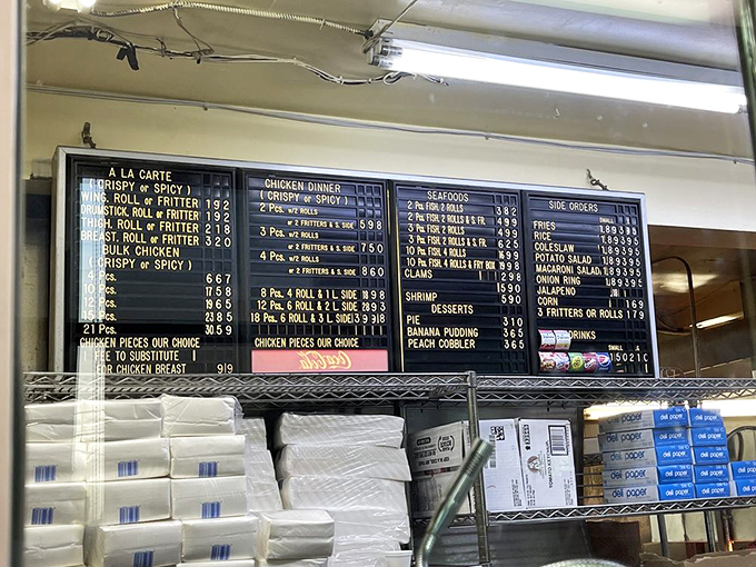 No fancy digital displays here&mdash;just a classic menu board that's been guiding hungry customers to chicken nirvana for decades.