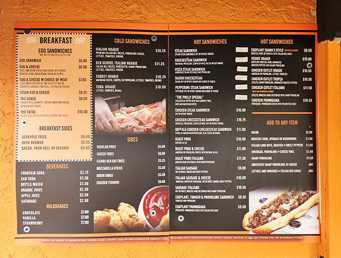 The menu board at Shank's reads like a love letter to Philadelphia cuisine. Breakfast, cold sandwiches, hot sandwiches&mdash;decisions that could change your day. 