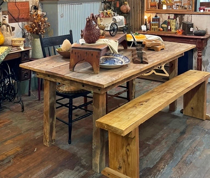 This isn't just a table&mdash;it's a silent historian that could tell tales of family gatherings spanning generations. The perfect marriage of function and farmhouse character.