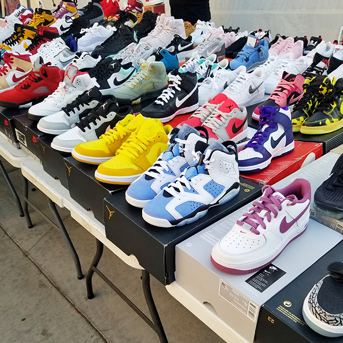 Sneakerheads, rejoice! This colorful array of kicks would make even the most dedicated shoe collector weak in the knees.