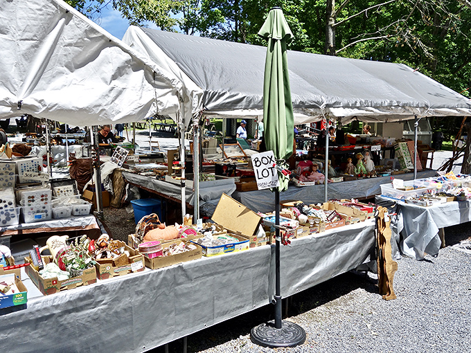 Tables groaning with glassware stretch into the distance like a museum where you're actually allowed to touch everything. Bring your sunglasses&mdash;and your patience!