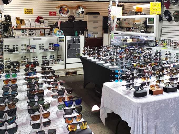 Sunglasses as far as the eye can see&mdash;which is ironic, since that's exactly what they're designed to protect. A rainbow of styles awaits the discerning bargain hunter. 