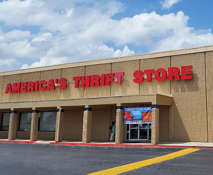 America's Thrift Store doesn't whisper about bargains&mdash;it announces them in bold red letters against the Georgia sky.
