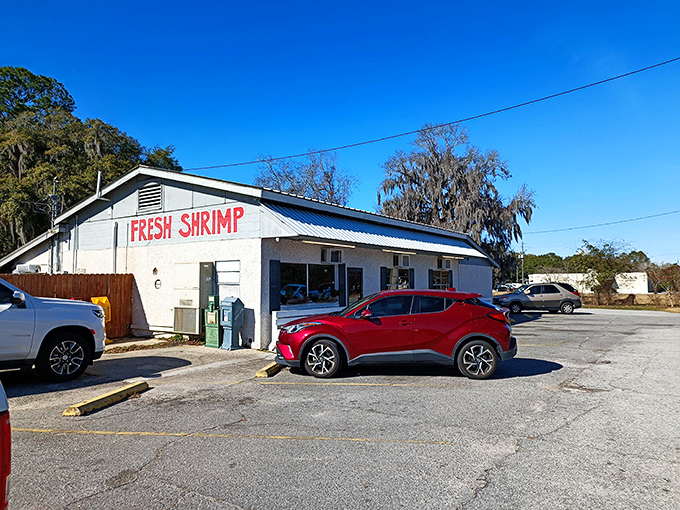 No fancy frills, just "FRESH SHRIMP" in bold letters. B&J's unassuming exterior hides seafood treasures that locals have been quietly enjoying for years.