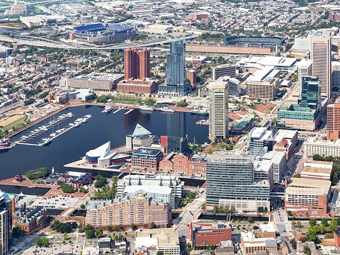 Baltimore's Inner Harbor gleams like a jewel, proving that waterfront views never go out of style.