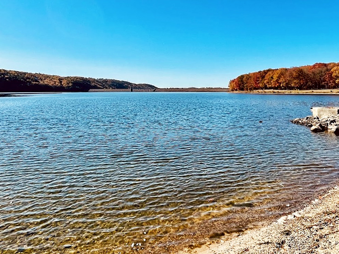 Autumn magic at Beltzville State Park, where fall foliage creates a technicolor backdrop for your lakeside adventures.