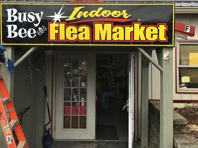 Busy Bee's cheerful sign promises a honey of a deal inside. The name isn't just clever marketing&mdash;it's buzzing with activity!