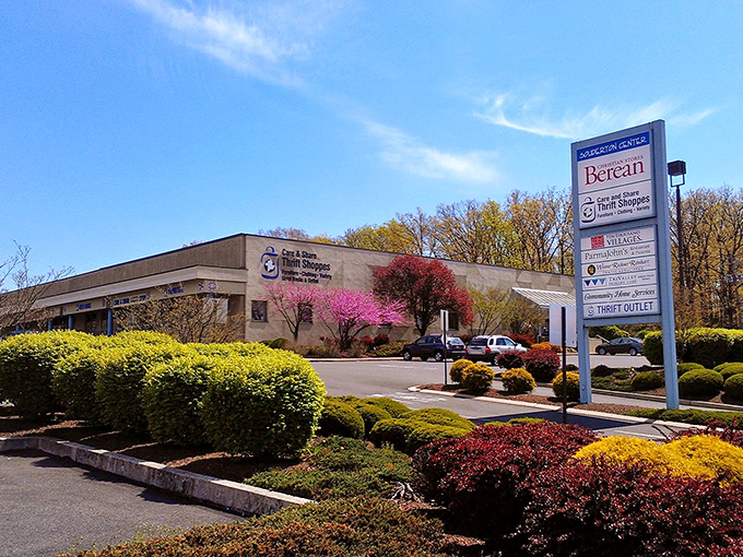 Care & Share's sprawling complex looks more like a shopping center than a thrift store. That landscaping? Almost too fancy for secondhand!