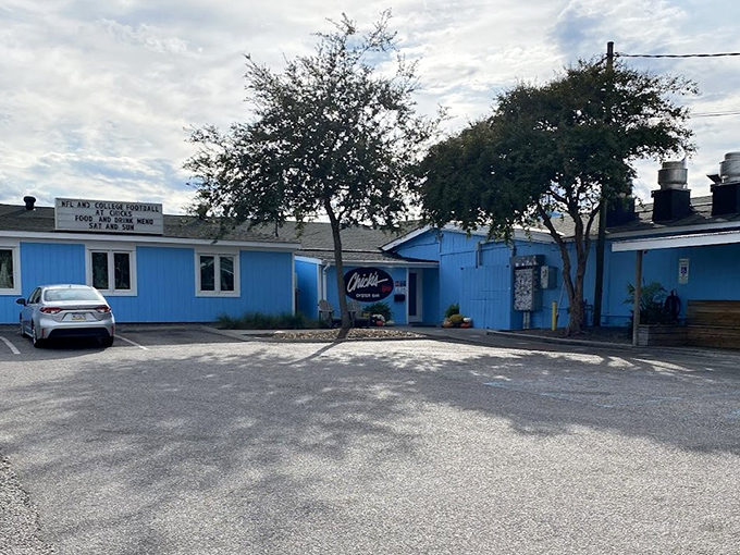 Chick's Oyster Bar's bright blue exterior stands out like a sapphire against Virginia Beach's landscape &ndash; a treasure chest of seafood delights.
