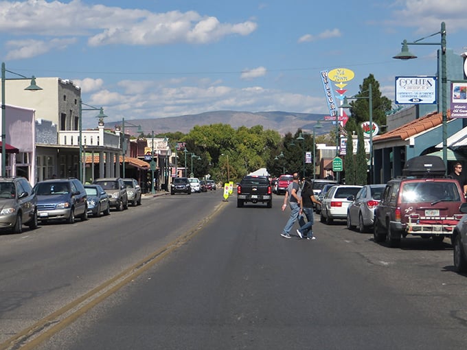 Cottonwood's charming main drag invites you to stroll, shop, and sip local wines beneath the watchful gaze of distant mountains.