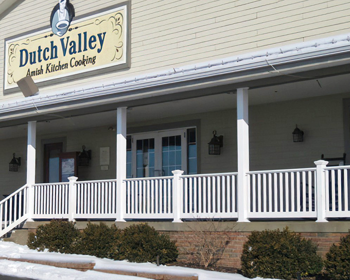 Dutch Valley's pristine white porch and railing say "come sit a spell." The kind of place where calories don't count because they're served with love.
