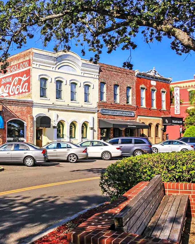 Fernandina Beach's historic buildings stand like well-dressed gentlemen from another era. That Coca-Cola sign has probably witnessed a century of stories.