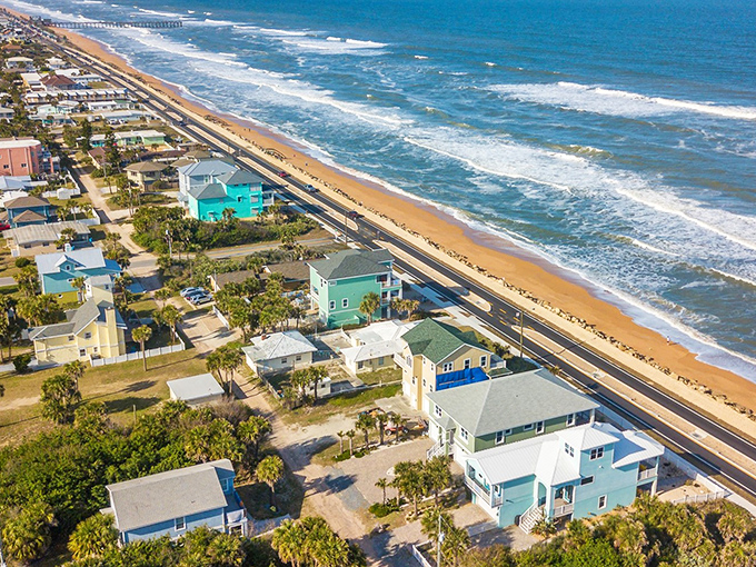 Colorful beach cottages line the shore like a painter's palette. This cinnamon-sand paradise remains refreshingly uncrowded year-round.