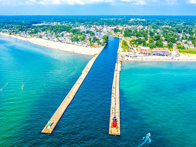 Grand Haven: Where turquoise waters meet golden beaches &ndash; Mother Nature showing off her color coordination skills at their finest.