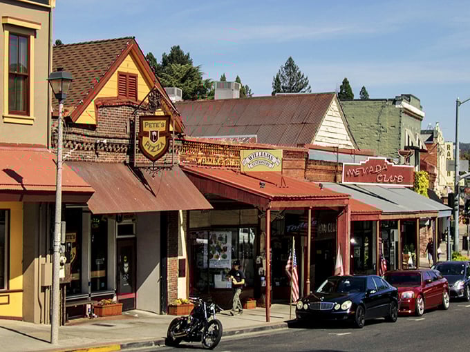 Grass Valley's colorful storefronts line up like a Norman Rockwell painting with serious Western attitude.