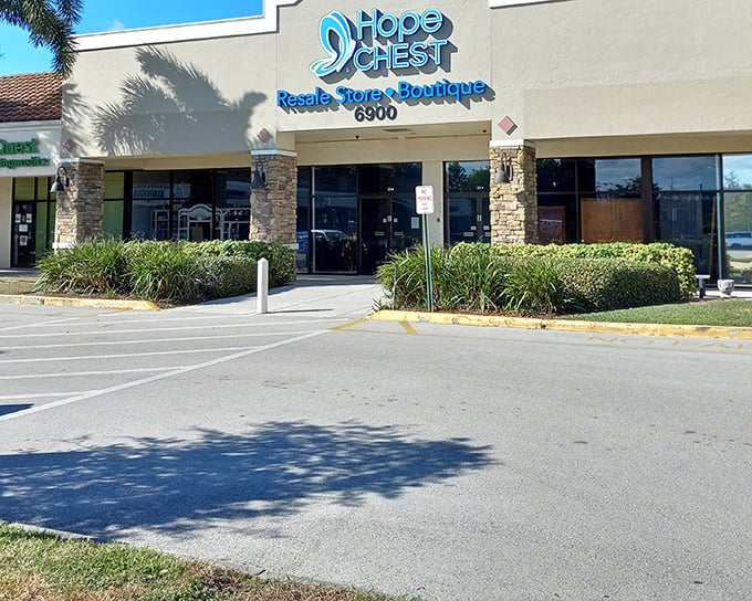 Hope Chest's massive storefront promises endless aisles of bargains waiting to be discovered inside. 