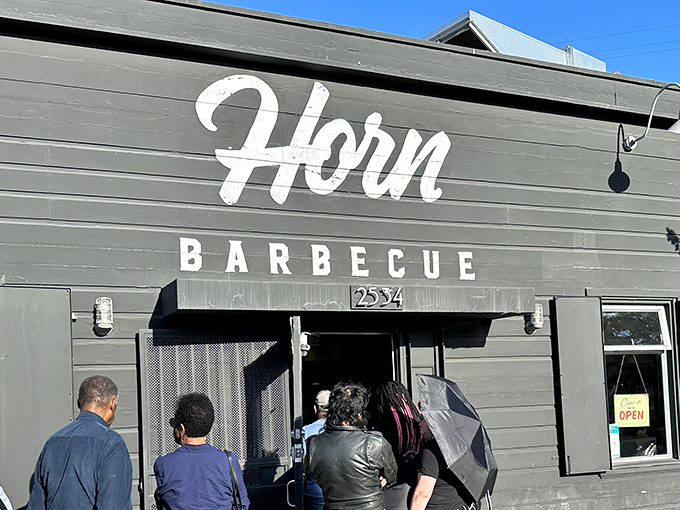 Horn Barbecue's understated gray exterior hides Oakland's worst-kept secret. Like finding a Michelin star in a lunch box&mdash;simple outside, extraordinary inside.