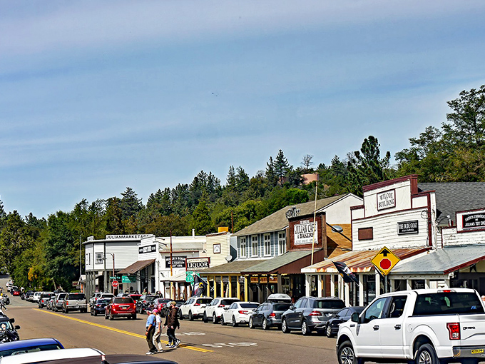 Julian's main street hasn't changed much since gold rush days. The only thing more precious than gold here is their apple pie.