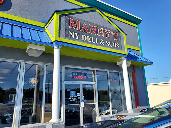 Manny's bold sign promises New York deli authenticity in Myrtle Beach. No subway ride required for these legendary hoagies! 