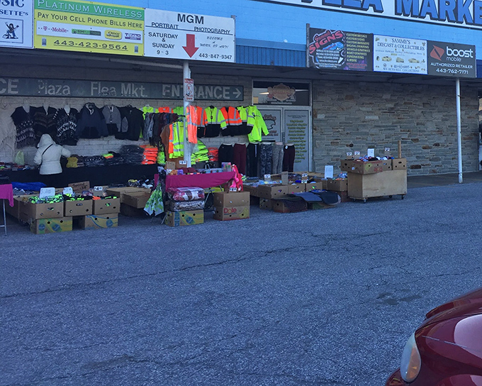 Colorful merchandise spills onto the sidewalk at North Point Plaza Flea Market &ndash; a rainbow of possibilities for bargain hunters.