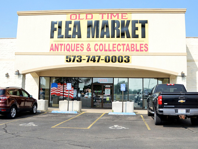 Old Time Flea Market waves its patriotic colors proudly, promising all-American bargains inside this Farmington treasure chest.