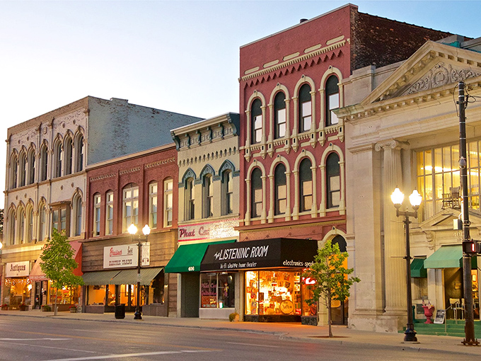 Saginaw's historic downtown showcases beautifully preserved architecture, where colorful awnings and storefronts invite exploration on sunny afternoons.