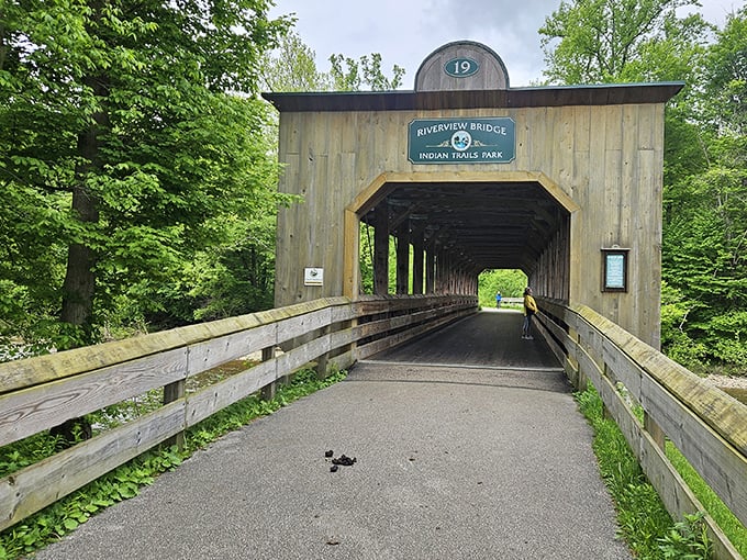 This modern giant proves that bigger really is better when it comes to covered bridge engineering.