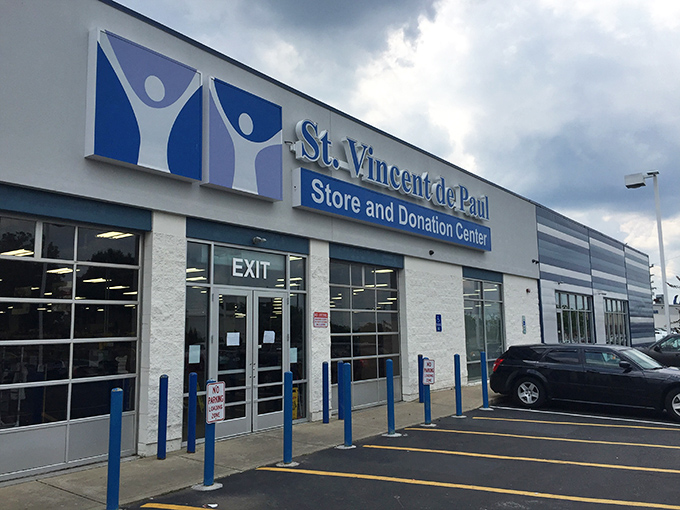 St. Vincent de Paul's clean, modern exterior houses mountains of gently-used treasures waiting for their second chance at usefulness.