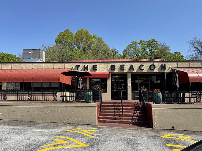 The Beacon's iconic storefront promises comfort food that's stood the test of time. Those red awnings have sheltered generations of hungry patrons.