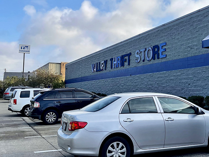 Valley Thrift's bold blue signage stands out like a beacon of bargains. This Cincinnati gem promises adventures in affordable shopping!