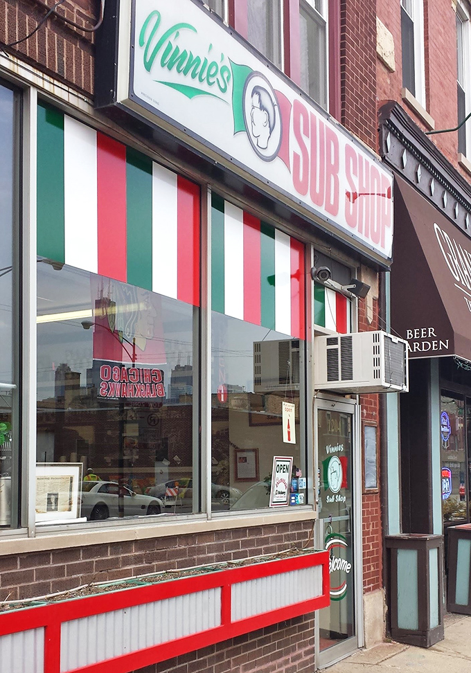 Vinnie's Sub Shop: Those Italian flag awnings aren't just for show. They're a promise of authentic flavor inside!