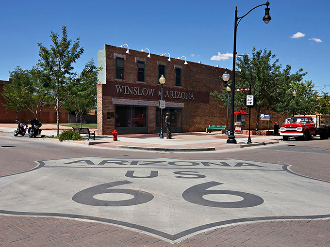 Standing on a corner in Winslow, Arizona? This famous Route 66 spot makes Eagles fans' hearts soar!