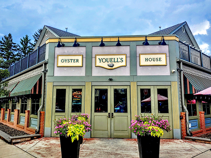 Youell's Oyster House stands proud with its mint-green facade&mdash;like the Emerald City for seafood lovers.