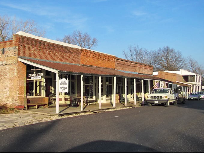 These historic storefronts in Arrow Rock have witnessed more than a century of commerce, conversations, and probably a few good-natured disagreements about baseball.
