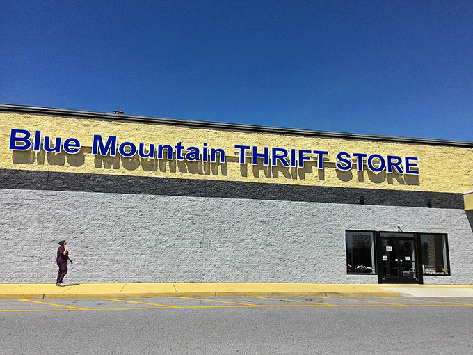 The sun casts dramatic shadows on Blue Mountain's fa&ccedil;ade. Inside those walls, yesterday's treasures wait patiently for their second chance at love.