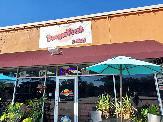 That "Burger Fresh" sign isn't kidding around &ndash; this unassuming spot delivers on its straightforward promise.