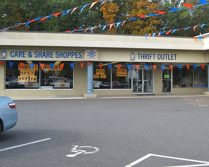Those colorful pennants aren't just decoration&mdash;they're celebrating another day of incredible finds at Care & Share Shoppes.