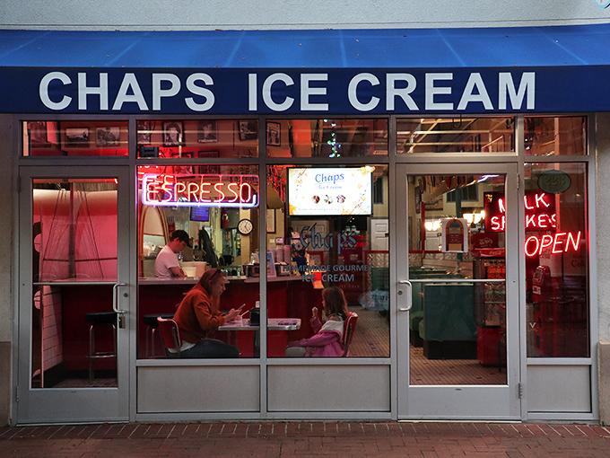 Inside Chaps, where espresso meets ice cream and conversations flow as smoothly as their hot fudge.
