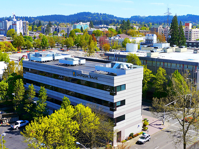 Like Lego blocks of modernity, this building pops against a canvas of rolling hills.